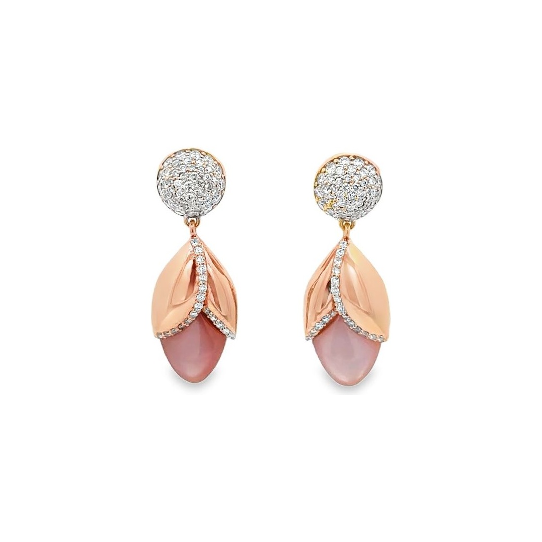 18K Rose 4Gold Natural Diamond & Mother-of-Pearl Drop Earrings