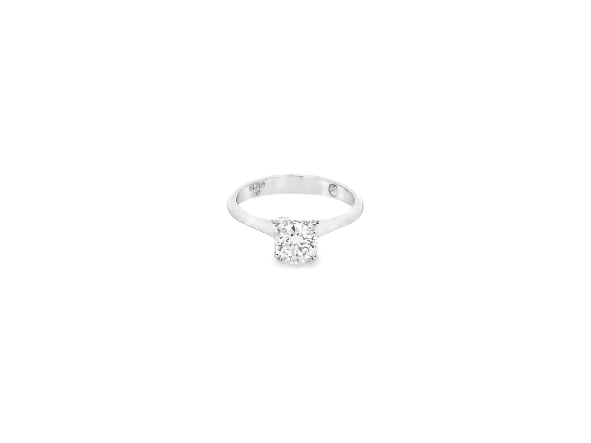 18K White Gold Solitaire Ring with GIA Certified Natural Round Diamond ...