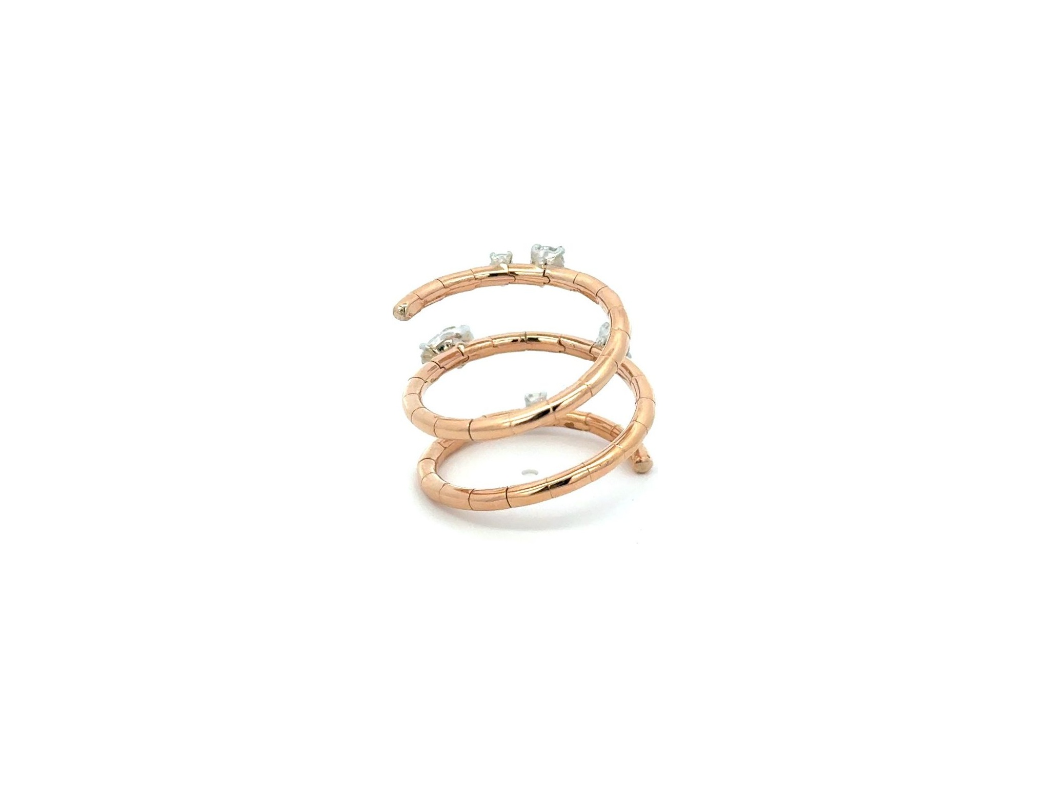 18K Rose Gold Ring with Natural Round and Pear-Shaped Diamonds on a ...