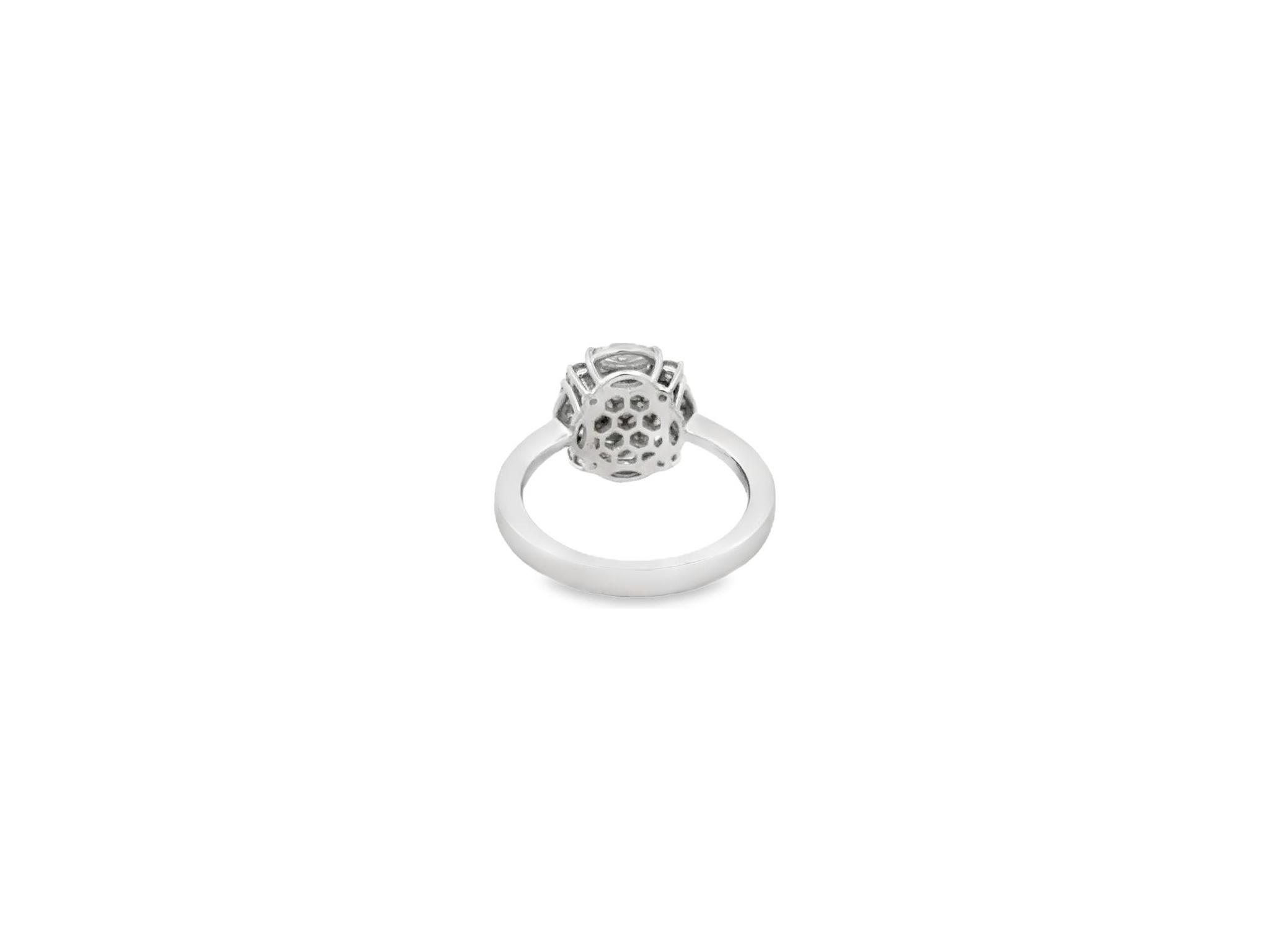 18K White Gold Ring with Natural Marquise and Round Diamonds and ...