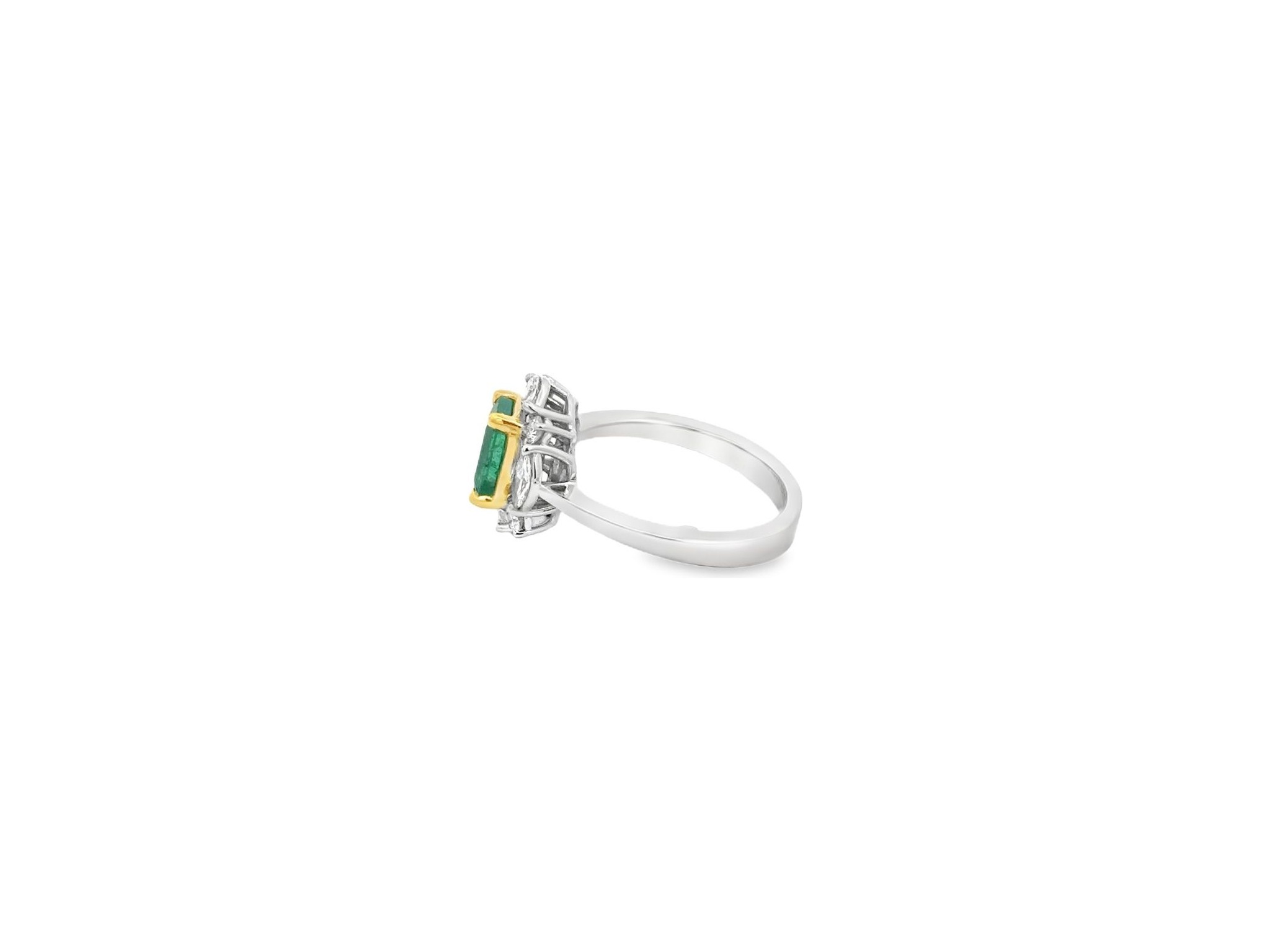 18K White Gold Ring with Natural Marquise and Round Diamonds and ...