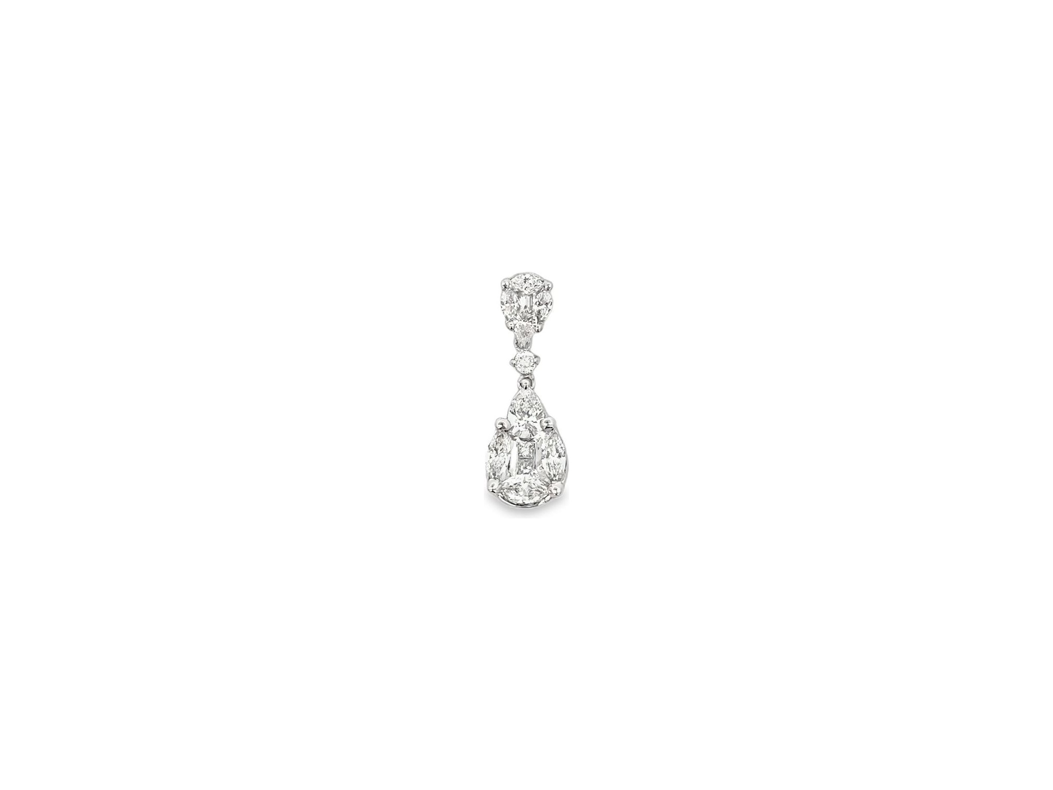 18K White Gold Pendant with Natural Pear, Marquise, Princess, and Round ...