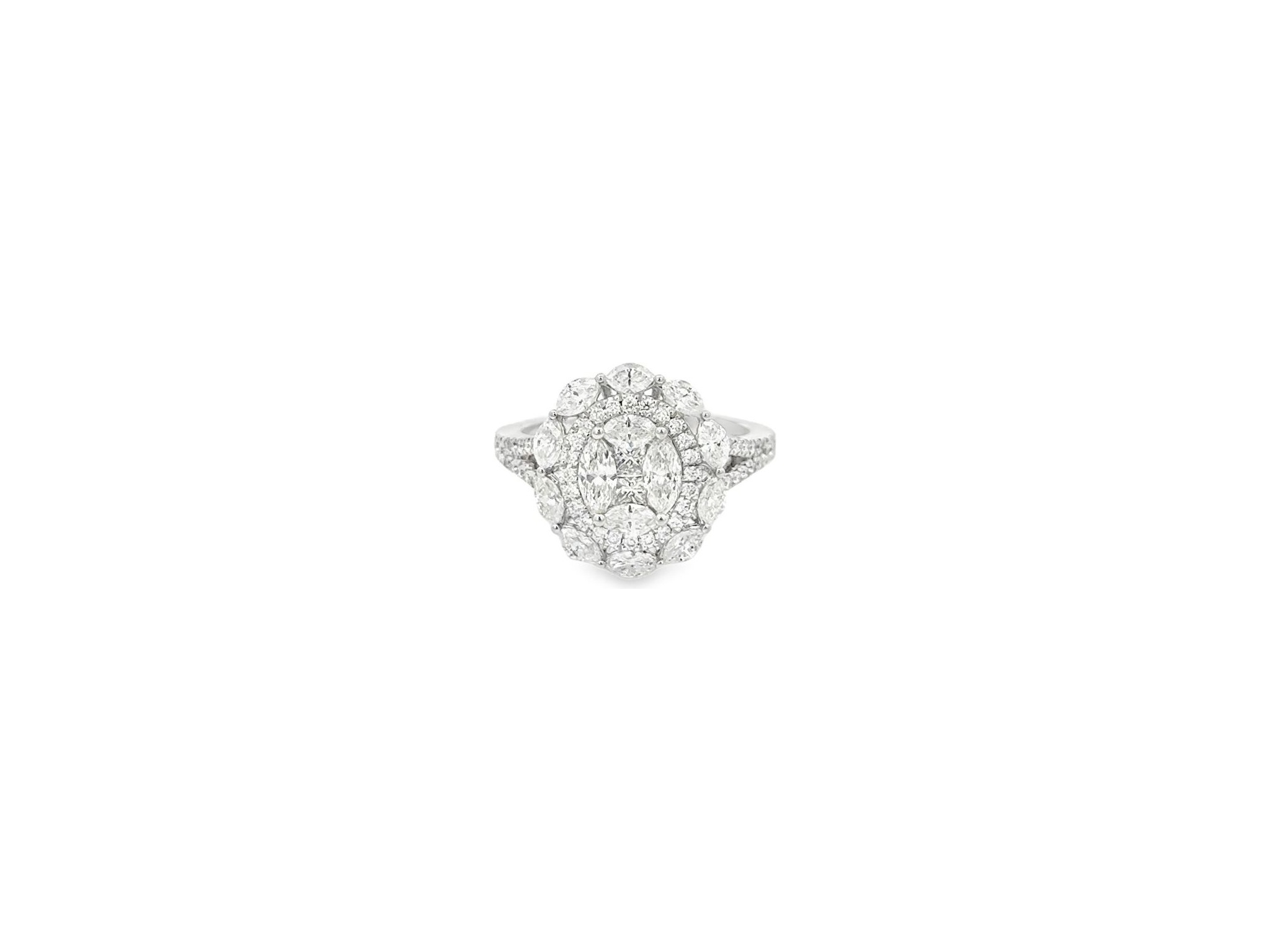 18K White Gold Convertible Ring Pendant with Natural Marquise, Princess ...